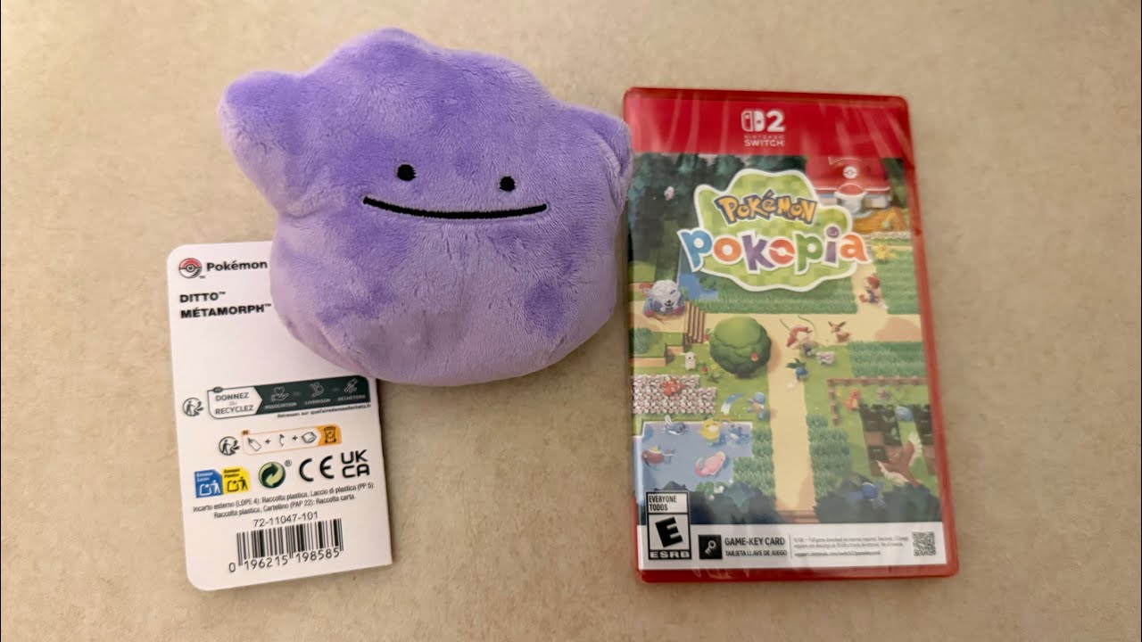 Unboxing Pokémon Pokopia (NS2) & Ditto Sitting Cuties Plush - 4 ¾ Inches via Pokemon Center