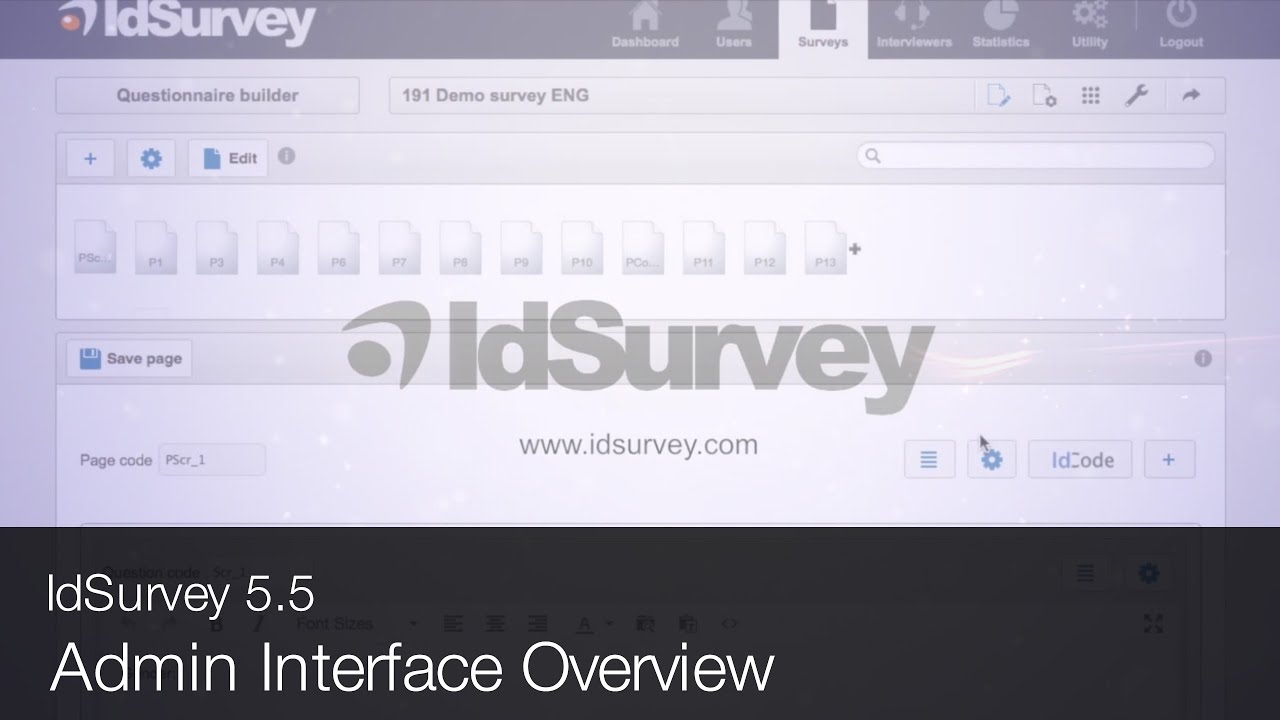 IdSurvey 5.5 - Admin interface Overview
