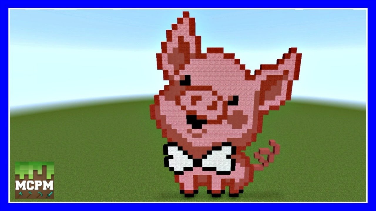 How To Build a Cute Pig Pixel Art In Minecraft