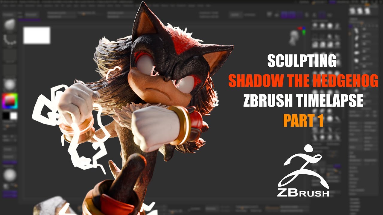 Shadow The Hedgehog Statue | ZBrush Timelapse  |  Part One