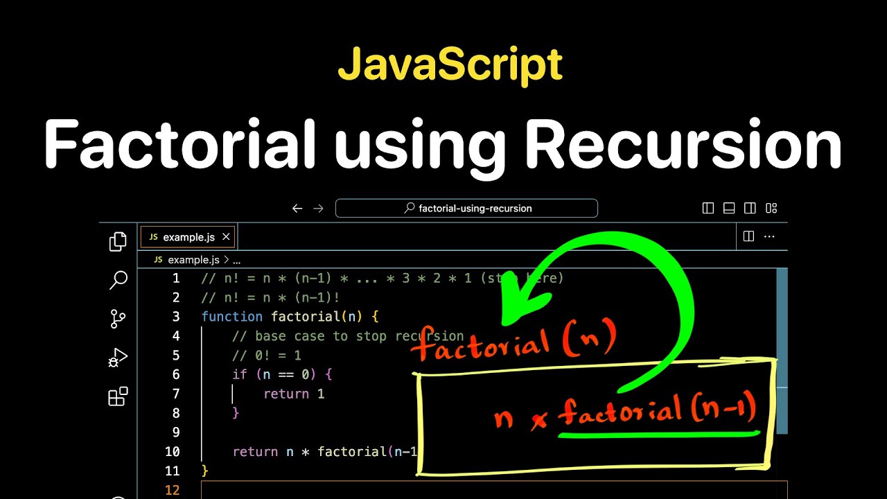 Find Factorial using Recursion in JavaScript Language | ProgramGuru.org