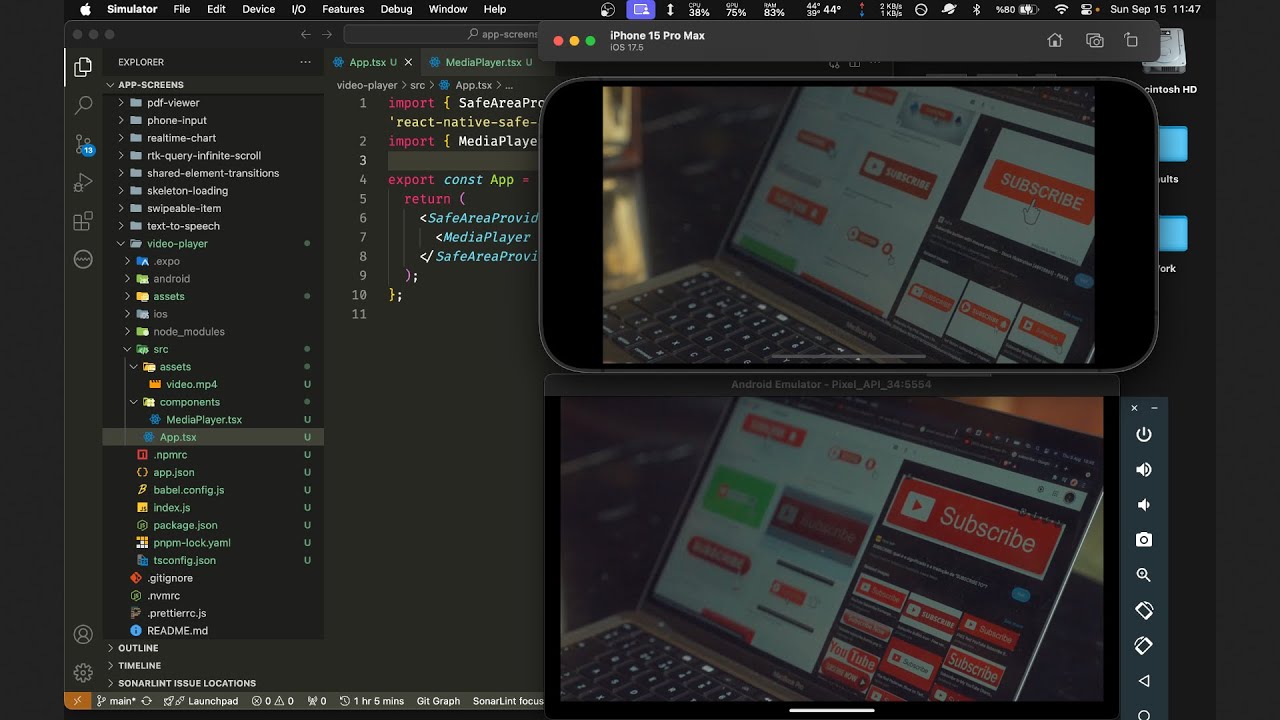 ASMR Programming - React Native Media Player Example  - No Talking