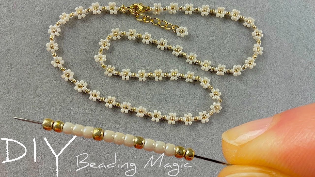 Easy Daisy Beaded Necklace: Step-by-step Seed Bead Flower Necklace Tutorial