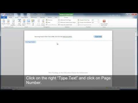 APA Style Headers in Microsoft Word 2010 with CAPTIONS