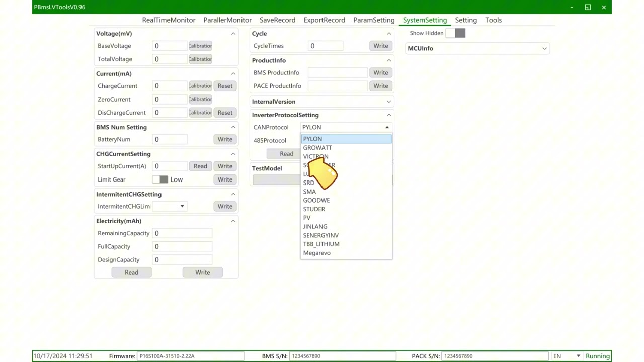 The Operation Introduction PACE Software of Household BMS