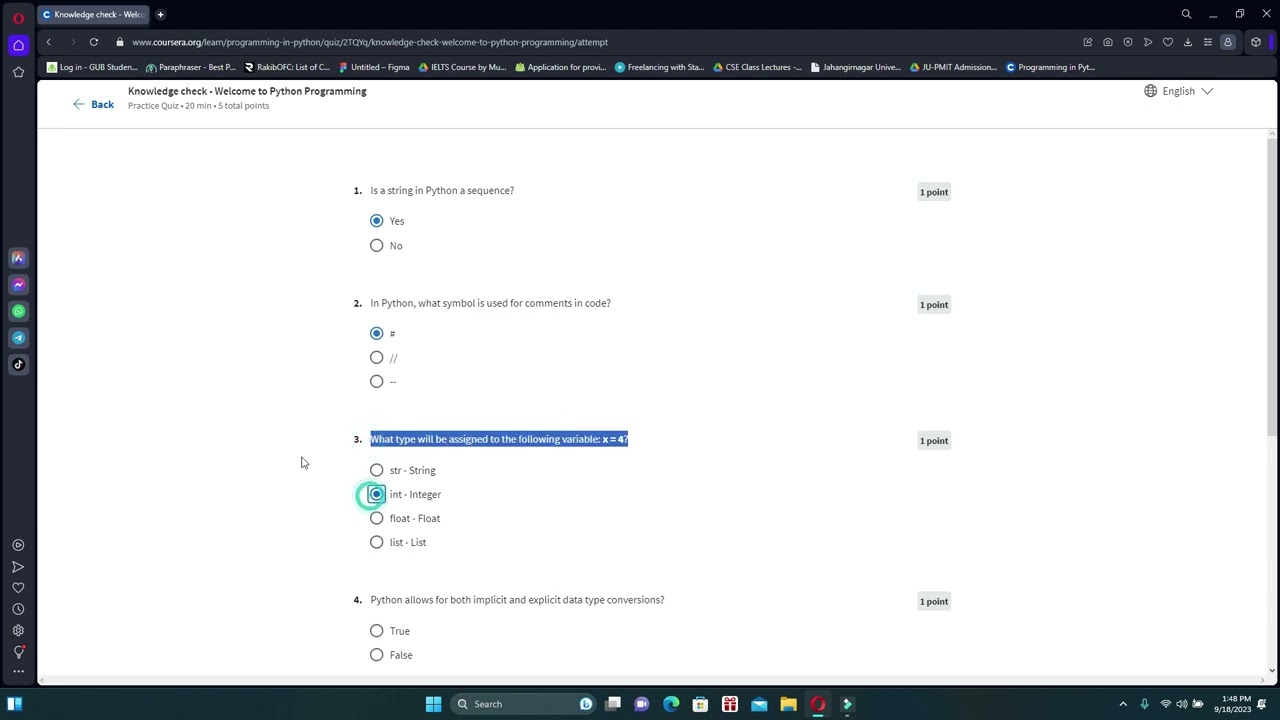 Knowledge check - Welcome to Python Programming | Programming in Python