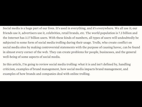 FMP 2020 - The Effects of Social Media Trolling
