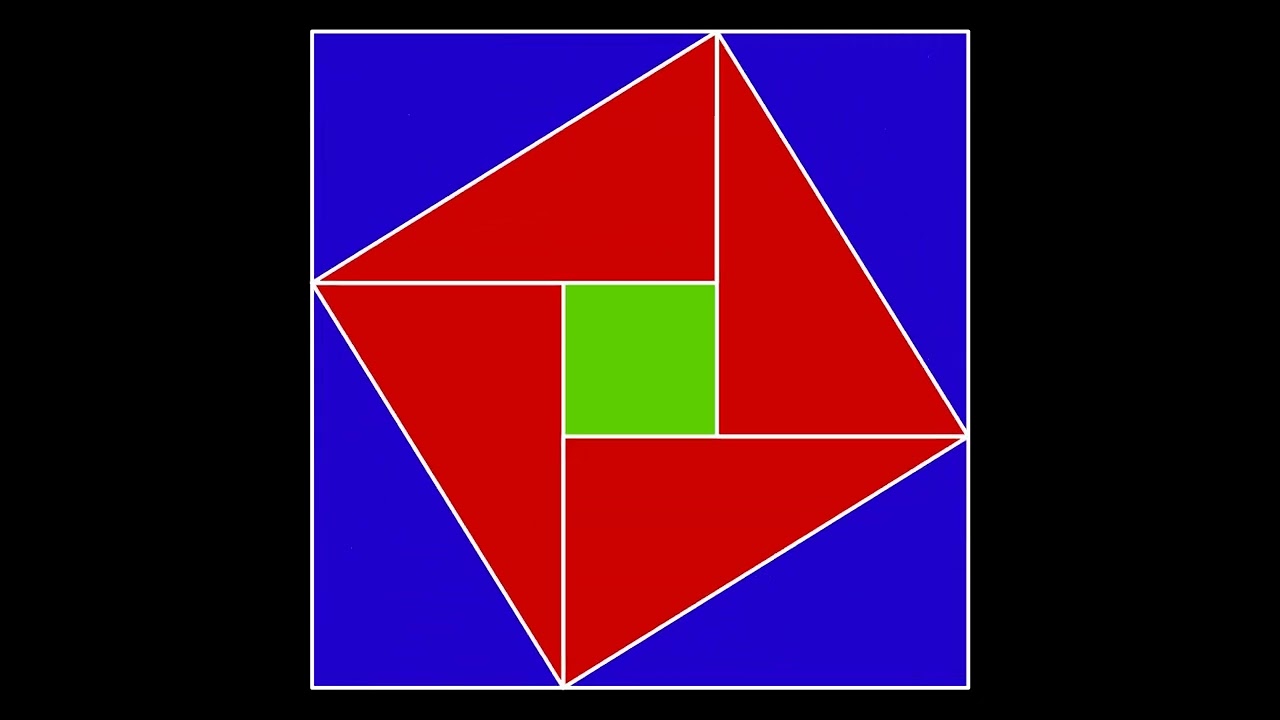 Pythagoras' Theorem: Inner Square Transformations (Loop) #Pythagoras #Pythagorean #mathanimations