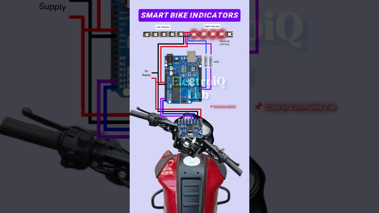 #diy Self-Activating #bike #indicators 🚲💡| #arduino Bike Indicator with Motion#sensor MPU6050 #shots