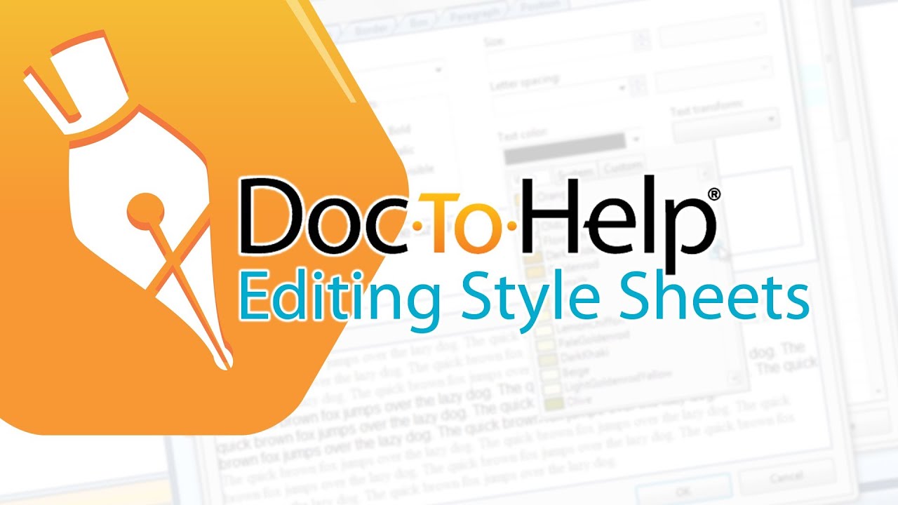 Doc-To-Help: Editing Style Sheets