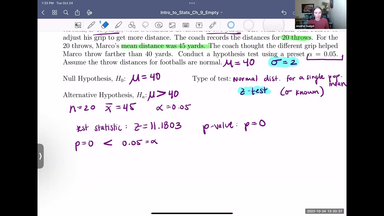 Intro to Stats Chapter 9 Video 12