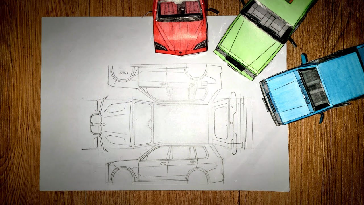How to Draw Paper Car Templates 종이 자동차 도면 그리기 | Tutorial