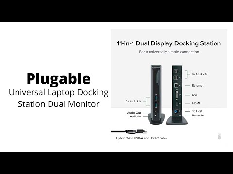 Plugable | USB 3.0 Universal Laptop Docking Station Dual Monitor for Windows and Mac