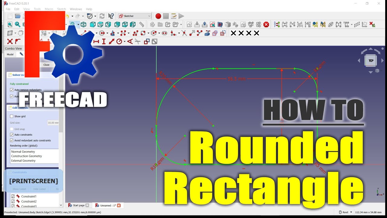 FreeCAD How To Rounded Rectangle