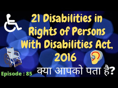 Do you know what are the Disabilities included in RPWD Act 2016?/Disabilities in RPWD Act, 2016