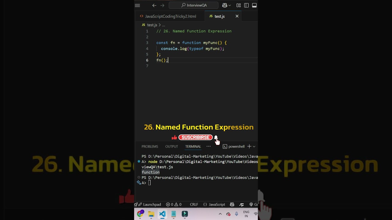 JavaScript Named Function Expression Explained in 60 Seconds!  | JS Interview Question