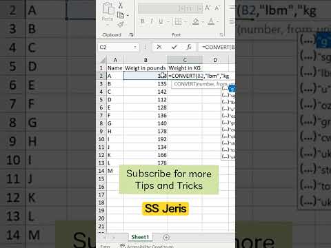 MS Excel Tip 13: Convert Weights from Pound to Kg | Calculate Weights #excel #trending #shorts