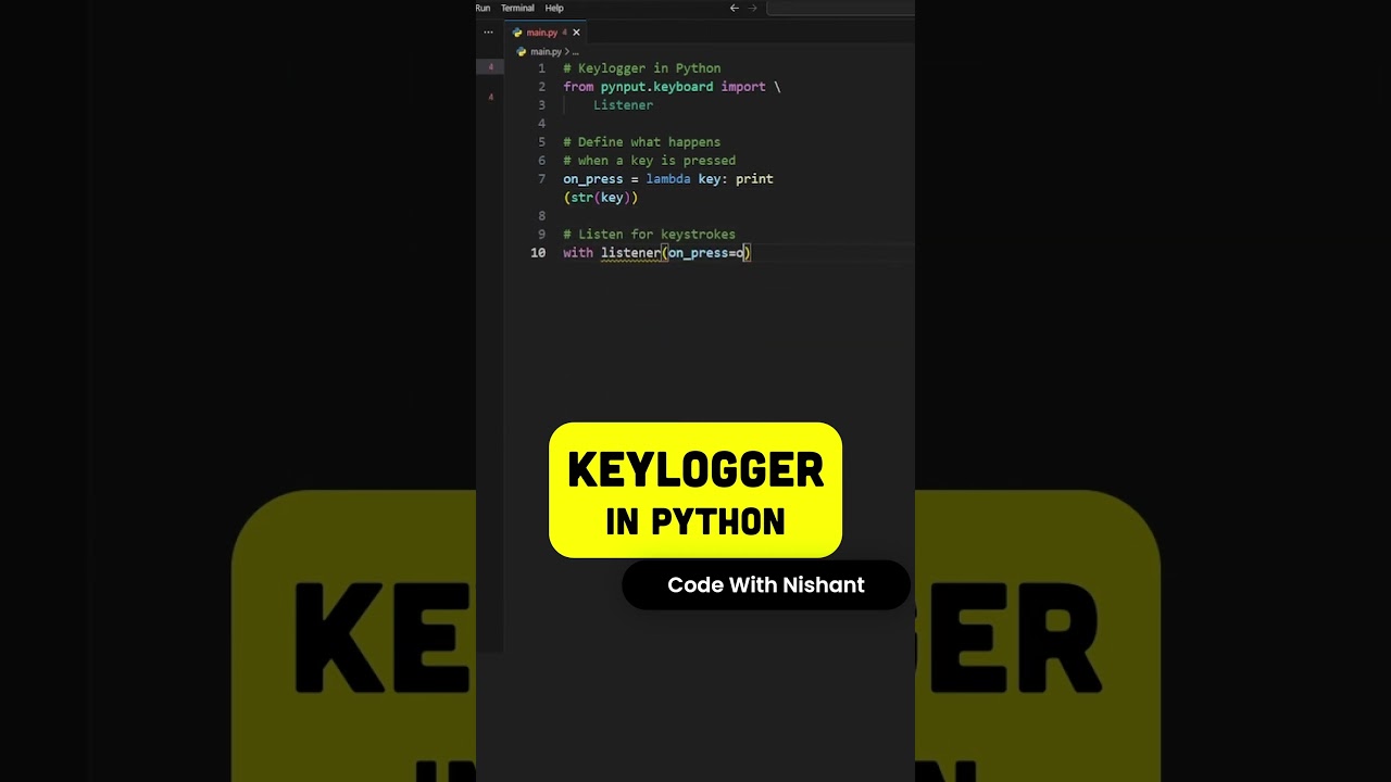 Python Keylogger in 45 Seconds | #python