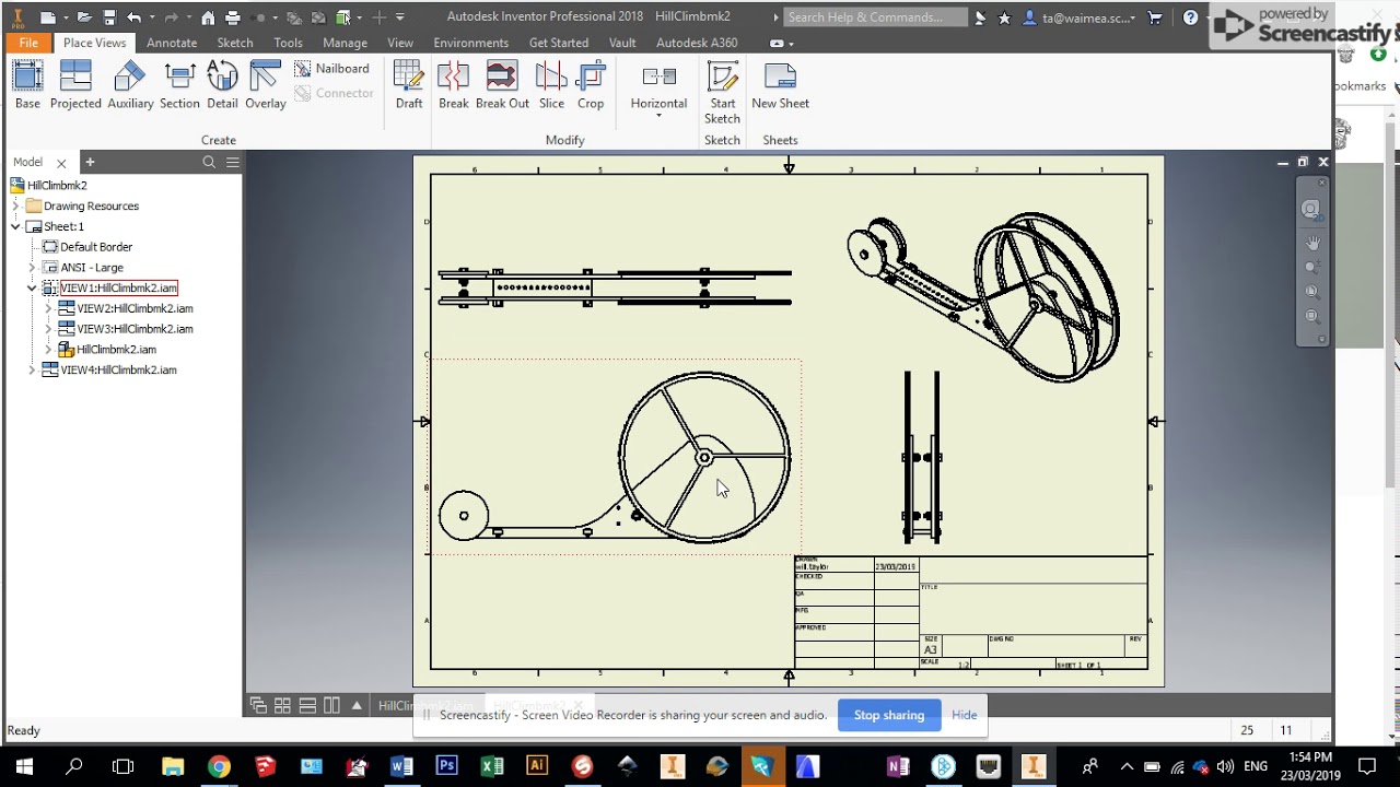 Inventor Assembly to Working Drawing