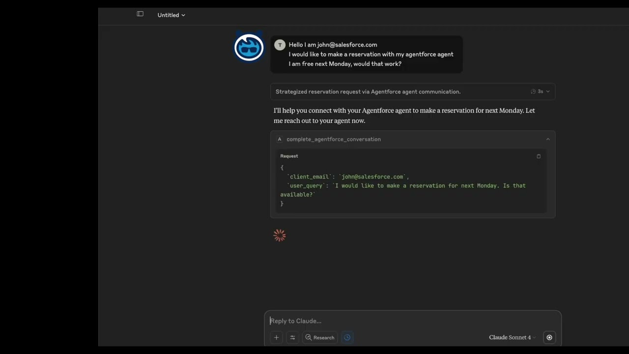 Salesforce Agentforce MCP with Claude Interface