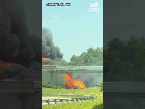 A tanker explosion in Columbus closes highways, black smoke seen for miles