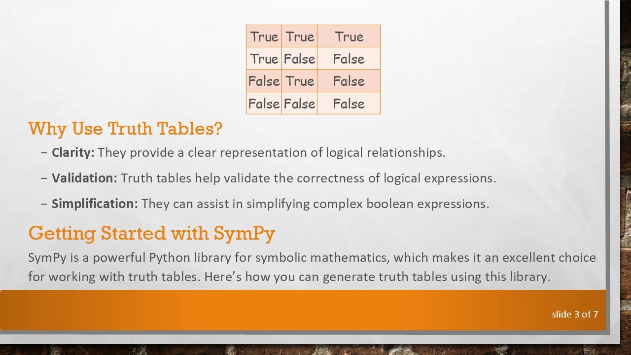 Manipulating Truth Tables in Python: A Guide to Using SymPy