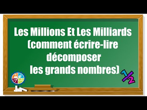 Les Millions Et Les Milliards (comment écrire-lire décomposer les grands nombres)
