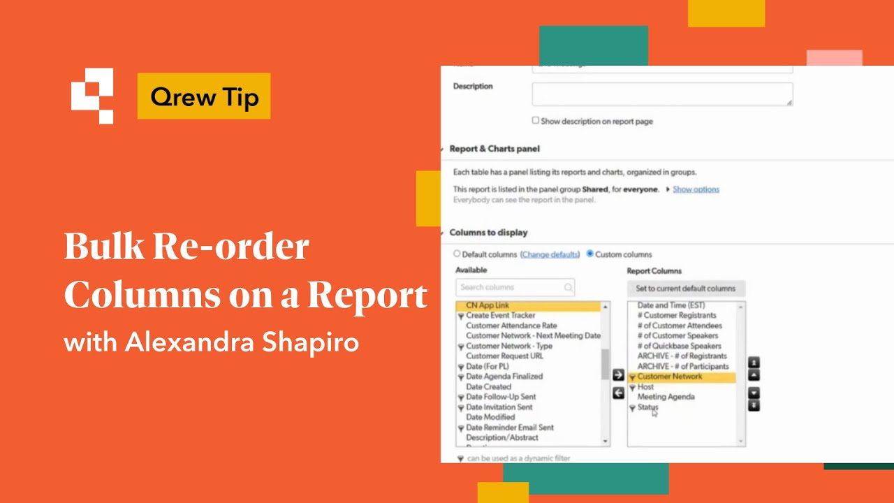 Bulk Re-order Columns on a Report | Qrew Tip