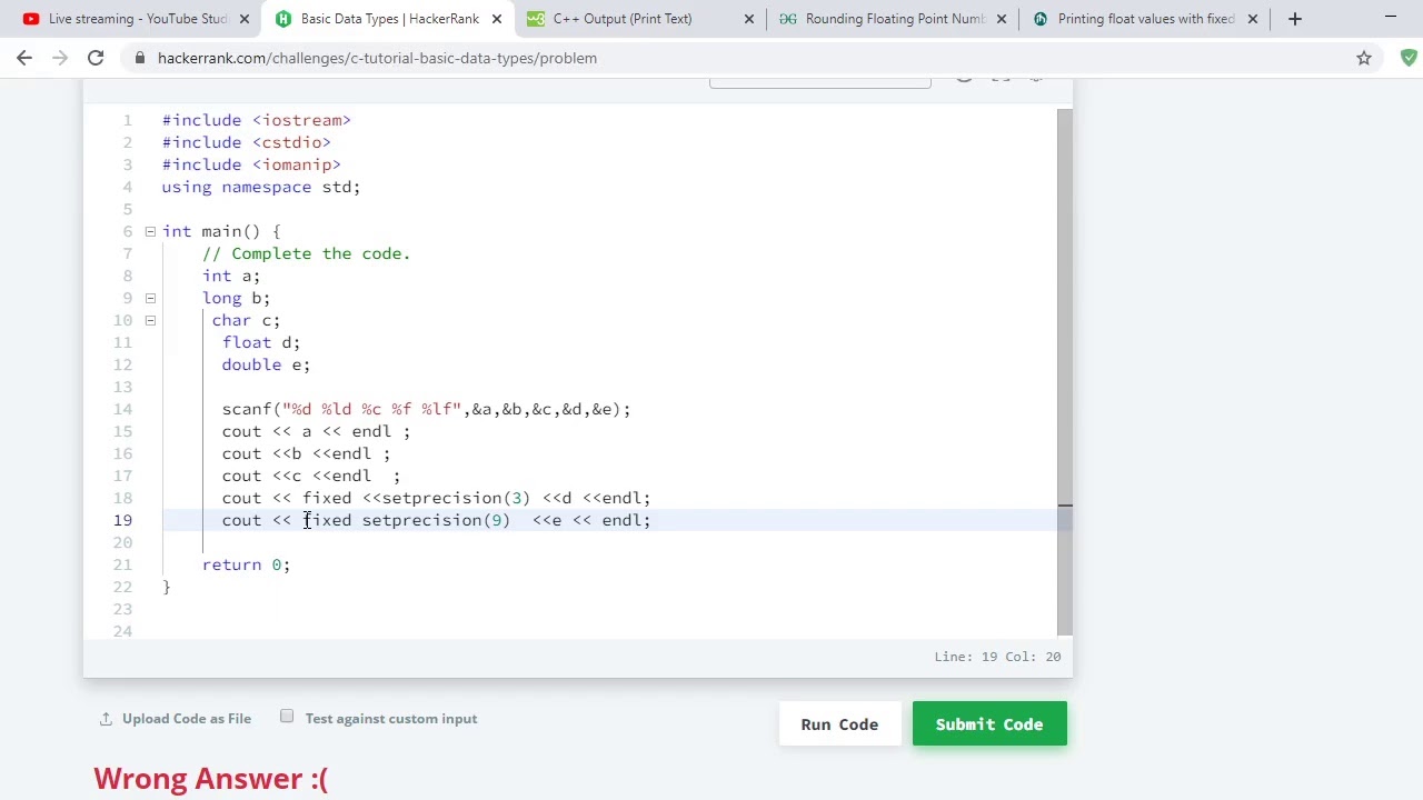 hackerank c++ basic data types solution