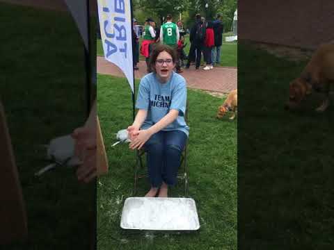 My cousin Amanda doing my Muscular Dystrophy Shaving Cream Challenge!ππ#2018 #mdachallenge