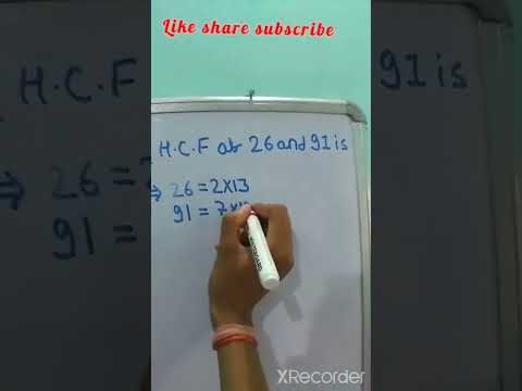 H.C.F of 26 and 91 is: #shorts