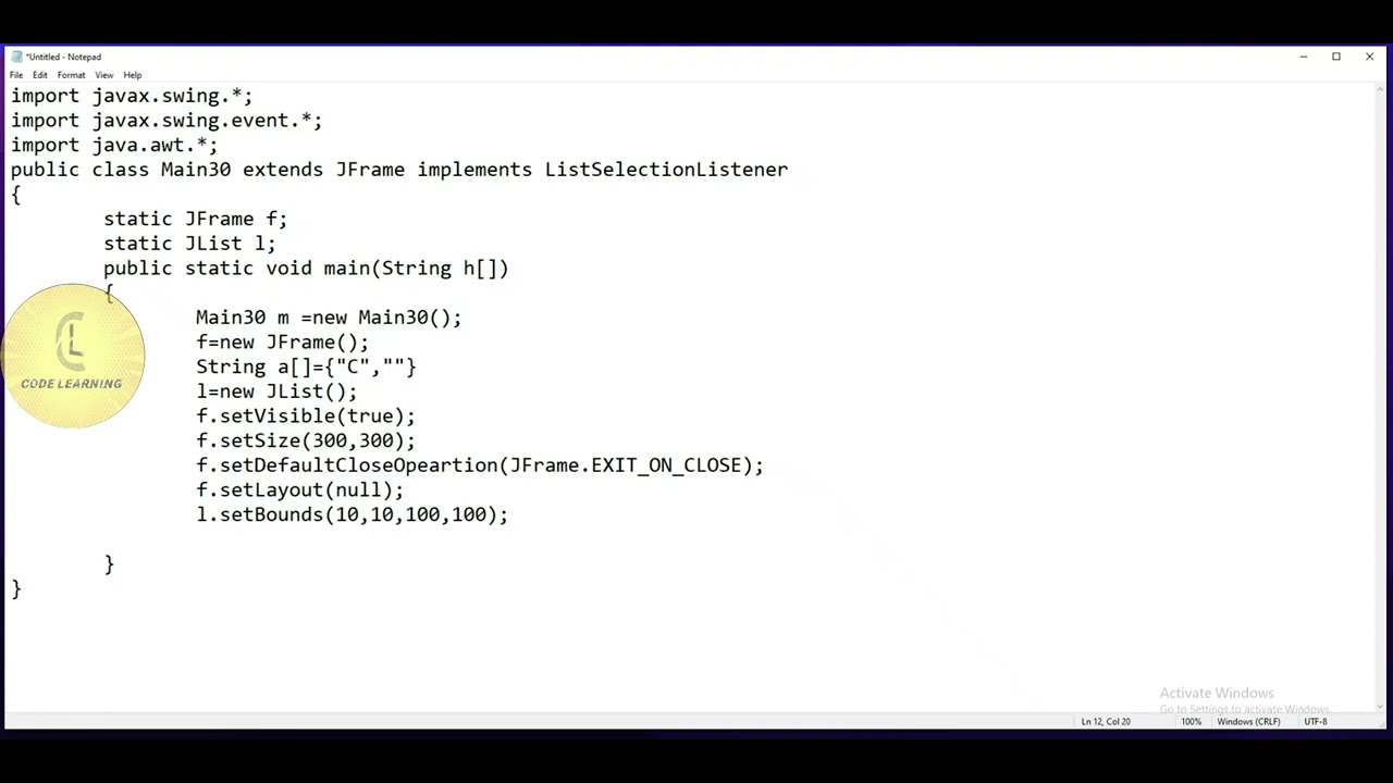 Java | Swing class 'JList add ListSelectionListener' | CodeLearning