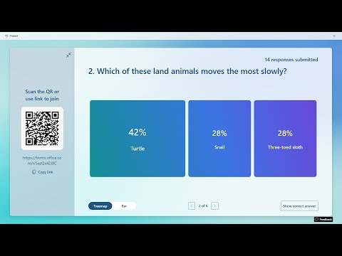 Poll in web improvements | Forms live presentation capability | Microsoft Forms