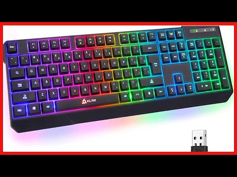 KLIM Chroma Wireless Gaming Keyboard RGB New 2022 Version - Long-Lasting Rechargeable Battery -