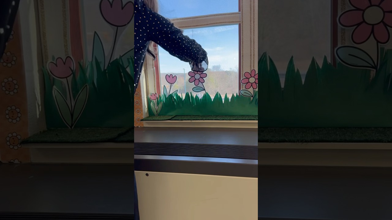 Teacher hack! When hanging classroom decor or student work in your windows, use hot glue, not tape.