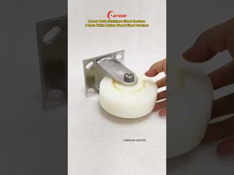 Heavy Duty Stainless Steel Industrial Casters 5 Inch White Nylon Wheel Fixed Casters #casters