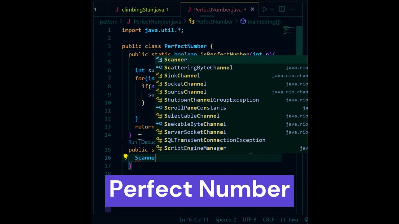 #PerfectNumber #100DaysOfCodeChallenge Day 16: Find Perfect Numbers in Java