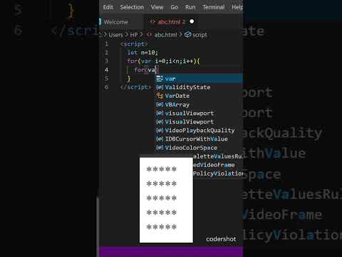 print square pattern in javascript..ππ» #coding #shorts #programming