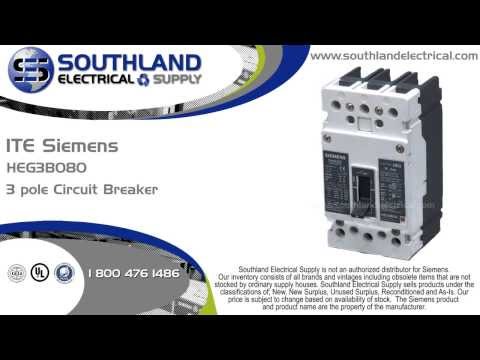 ITE Siemens HEG3B080, 80 Amp, 480 Volt, 3 Pole Circuit Breaker
