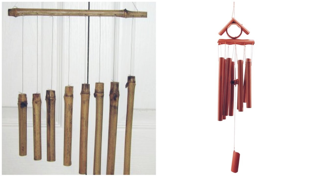 Relaxing bamboo wind chime making. DIY