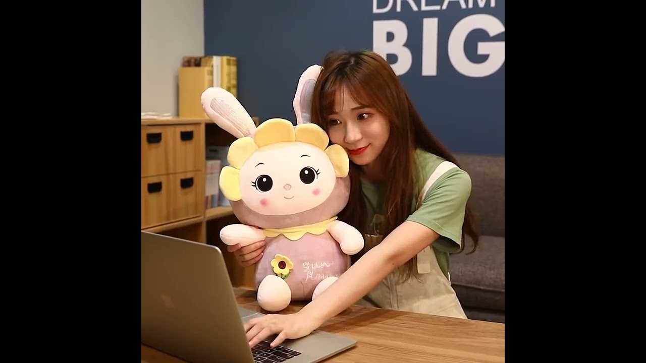 Cute sun flower bunny plush toy