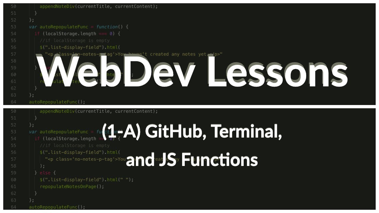 JS:(1-A) GitHub, Terminal, and Basic JS Functions