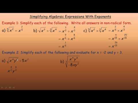 Simplifying Algebraic Expressions With Exponents