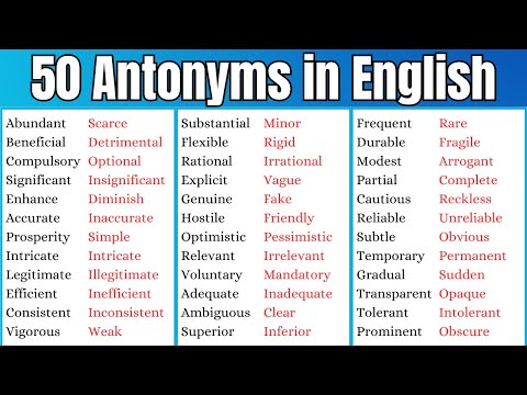 50+ Common Antonyms in English for TOEFL and IELTS