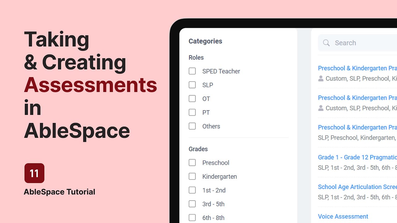 How to take or create an assessment - AbleSpace