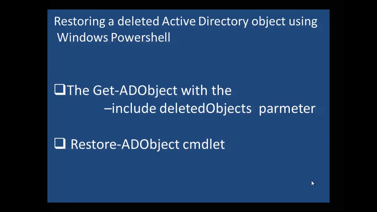 Restoring Active Directory Objects using Ldp Tool - Etechtraining.com