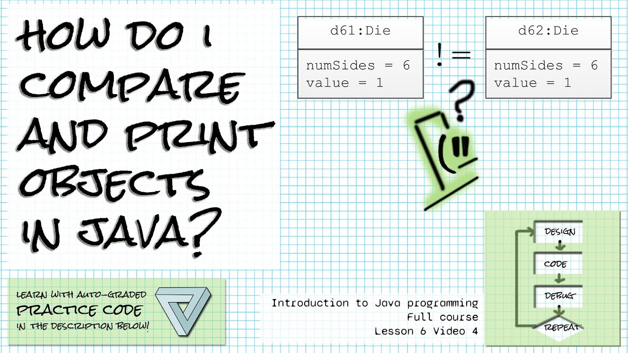 How do I compare and print my objects in Java? Intro Java course Lesson 6 Video 4