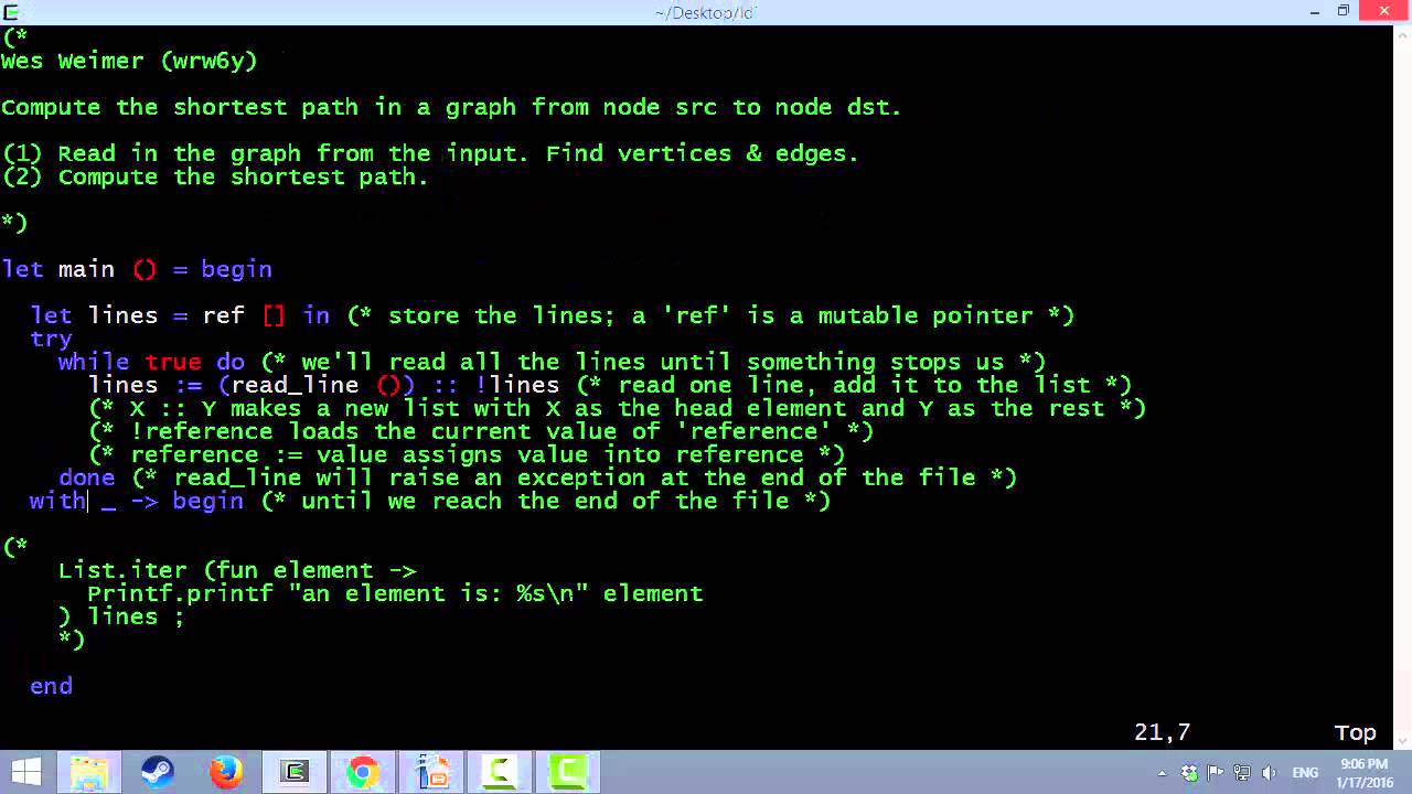 Video Guide - PA1 Rosetta - OCaml