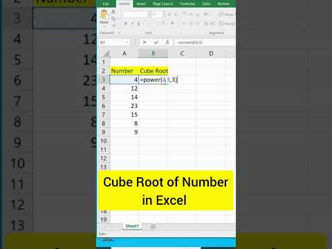 Cube root in Excel sheet #excel #exceltutorial #exceltutorialforbeginners
