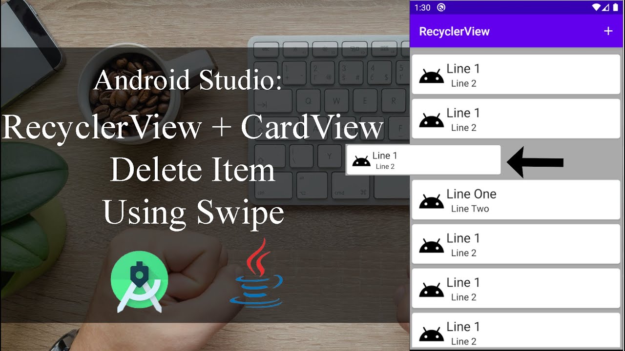 RecyclerView + CardView - Part 5 - Delete Item using swipe - Android Studio Tutorial